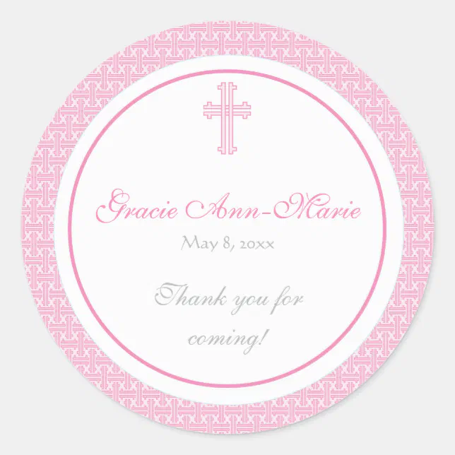 Pink Cross Address Label/Favor Sticker | Zazzle