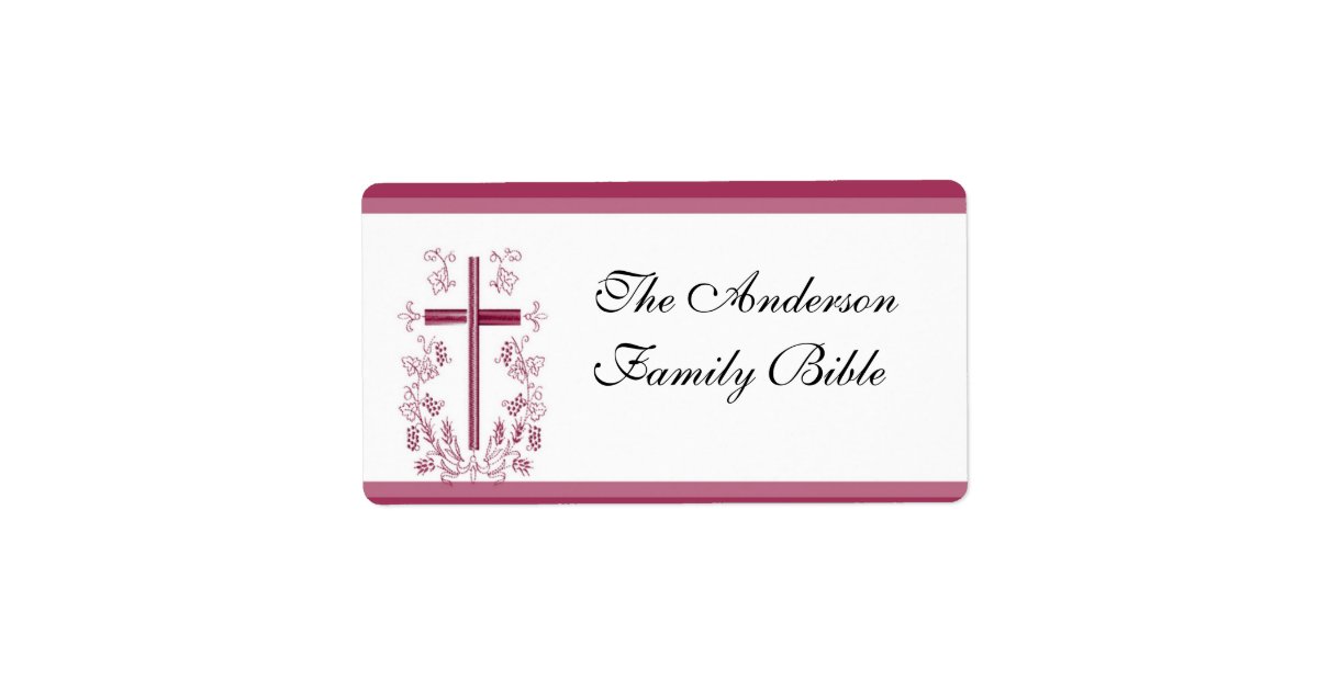 Pink Cross Bible Label | Zazzle
