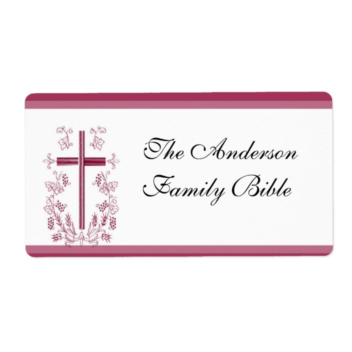 Pink Cross Bible Label | Zazzle.com
