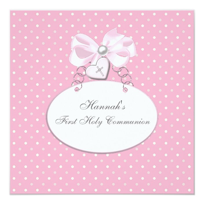 Pink Cross Girls First Communion Invitation | Zazzle.com