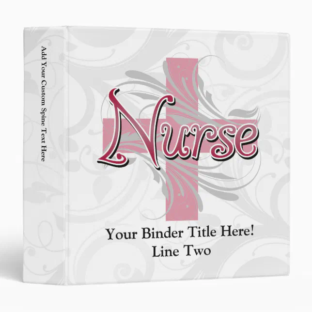 Pink Cross/Swirl Nurse Binder | Zazzle