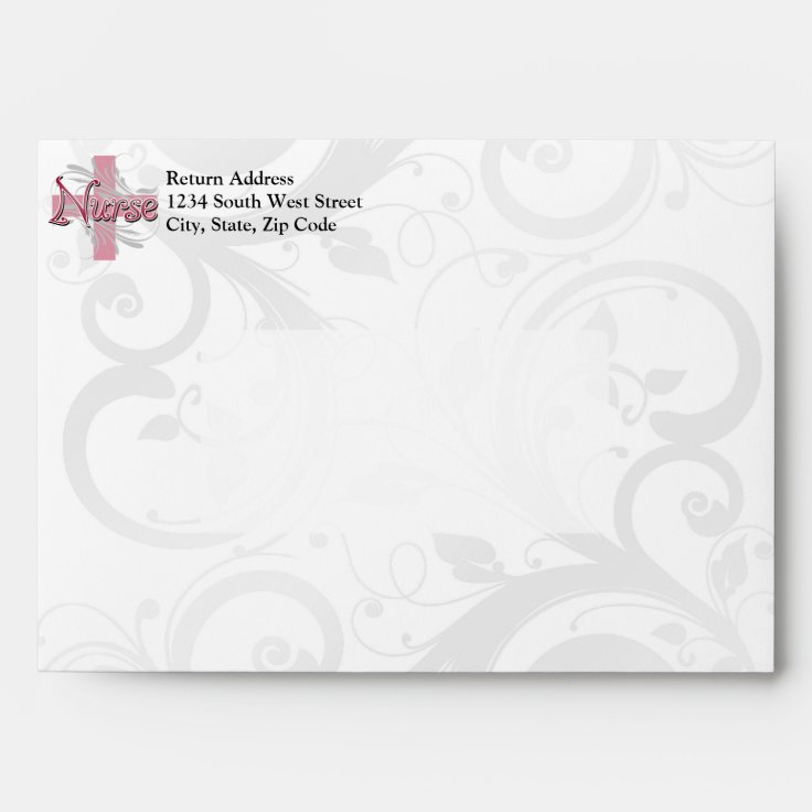 Pink Cross/Swirl Nurse Envelope | Zazzle