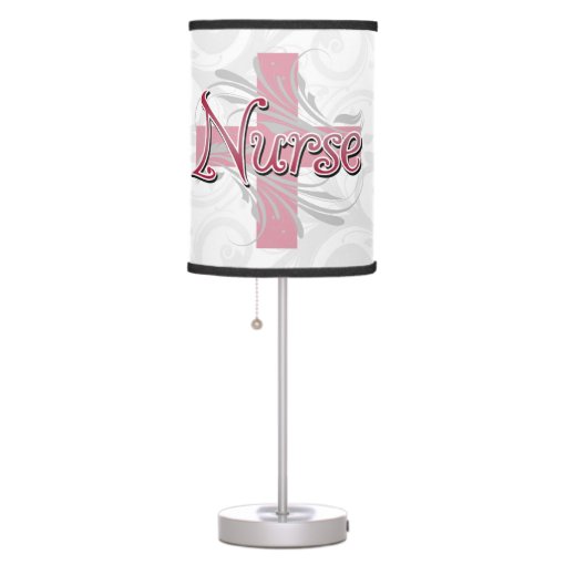 Pink Cross/Swirl Nurse Table Lamp | Zazzle
