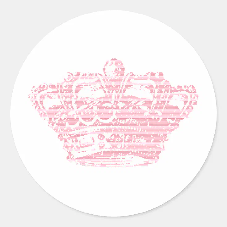 Pink Crown Classic Round Sticker | Zazzle