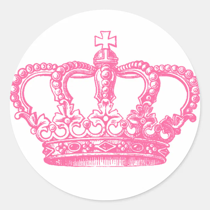 Pink Crown Classic Round Sticker | Zazzle