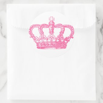 Pink Crown Classic Round Sticker | Zazzle