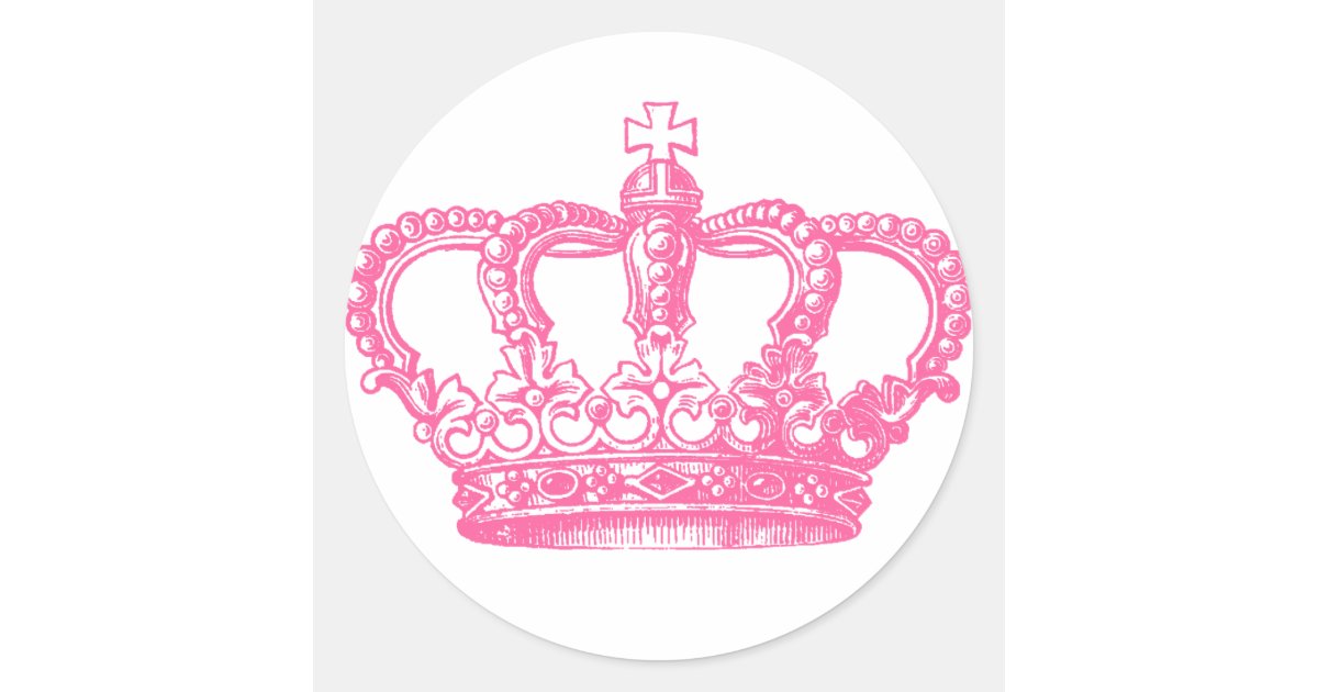 Pink Crown Classic Round Sticker | Zazzle