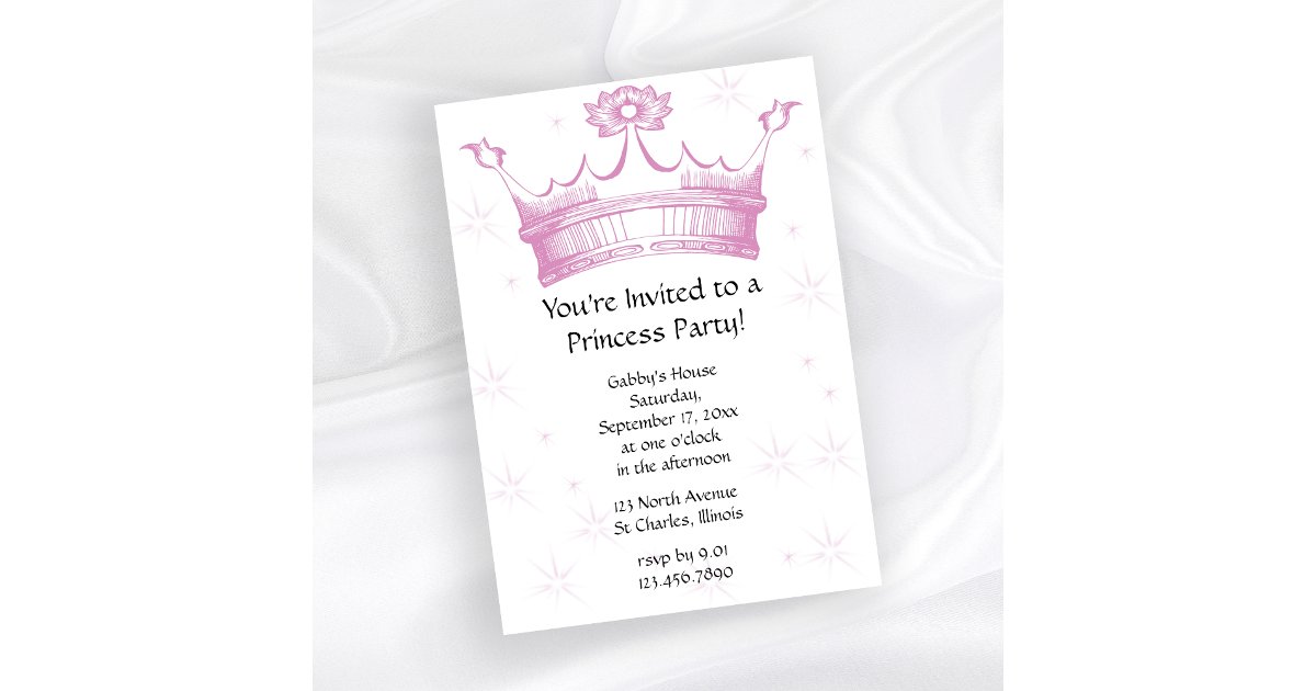 Pink Crown Princess Party Invitation | Zazzle