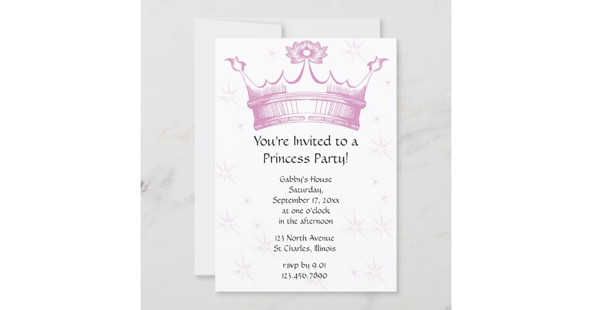 Pink Crown Princess Party Invitation | Zazzle.com