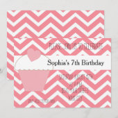 Pink Cupcake and Chevron Birthday Invitation | Zazzle