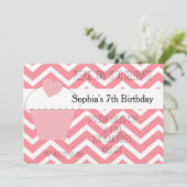 Pink Cupcake and Chevron Birthday Invitation | Zazzle