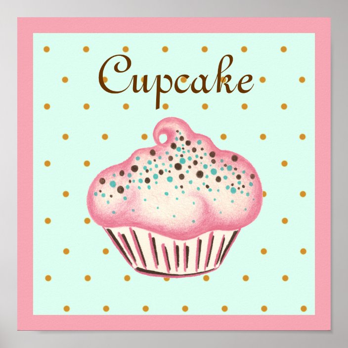 Pink Cupcake Art Poster Print | Zazzle.com