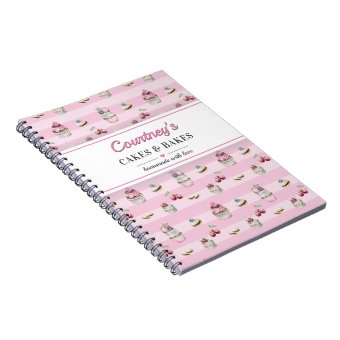 Pink Cupcake Cake Dessert Recipe Kitchen Culinary Notebook | Zazzle