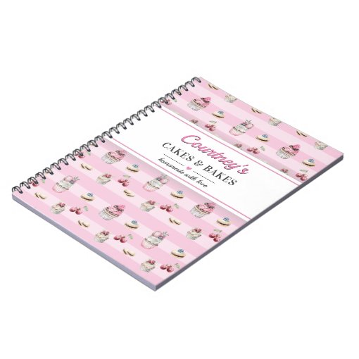 Pink Cupcake Cake Dessert Recipe Kitchen Culinary Notebook | Zazzle