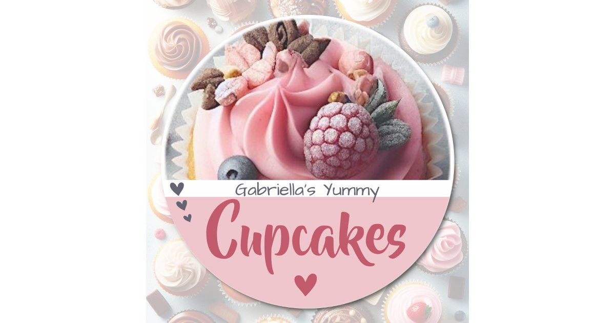Pink Cupcake Cake Photo Template Baking Label | Zazzle