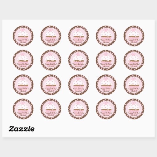 Pink Cupcake Happy Birthday Sticker | Zazzle