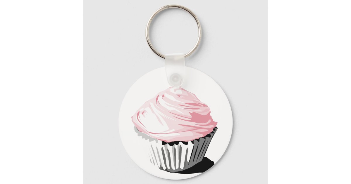 Pink cupcake keychain | Zazzle