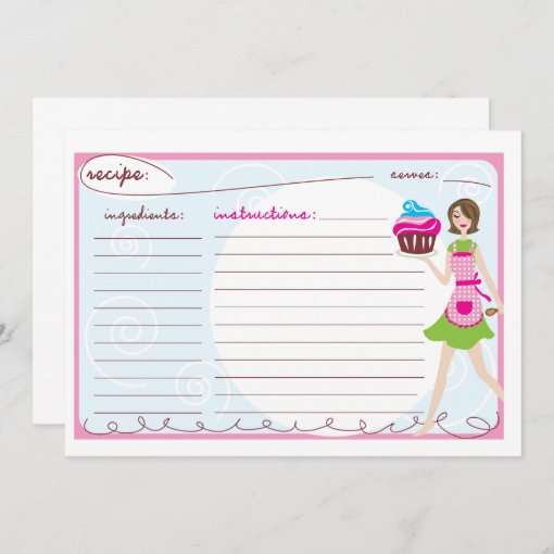 Pink Cupcake Recipe Cards | Zazzle