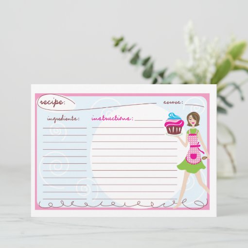 Pink Cupcake Recipe Cards | Zazzle