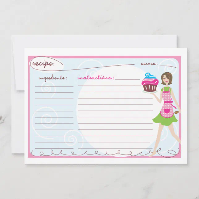 Pink Cupcake Recipe Cards | Zazzle