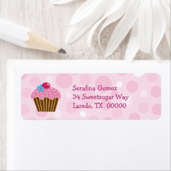 Pink Cupcake Return Address Label | Zazzle