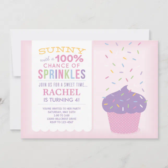 Pink Cupcake Sprinkles Birthday Card | Zazzle