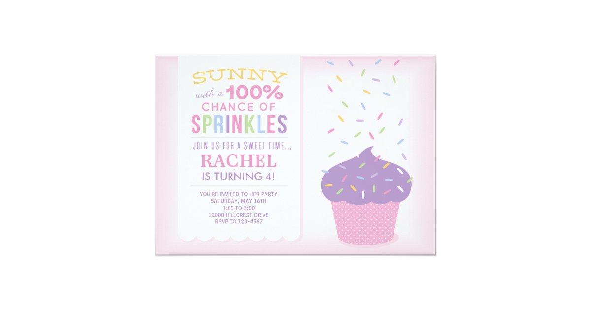 Pink Cupcake Sprinkles Birthday Card | Zazzle.com