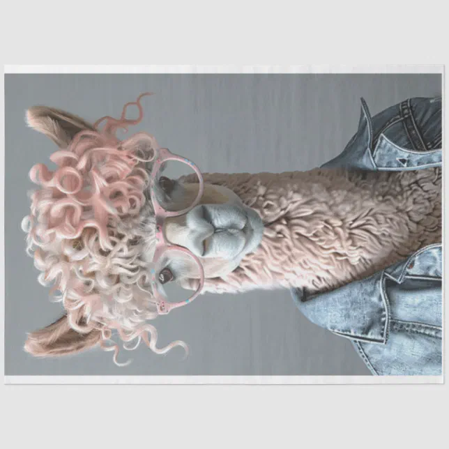 Pink Curly Headed Llama Decoupage Tissue Paper | Zazzle