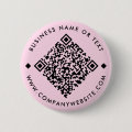 Pink | Custom Business QR Code Button | Zazzle