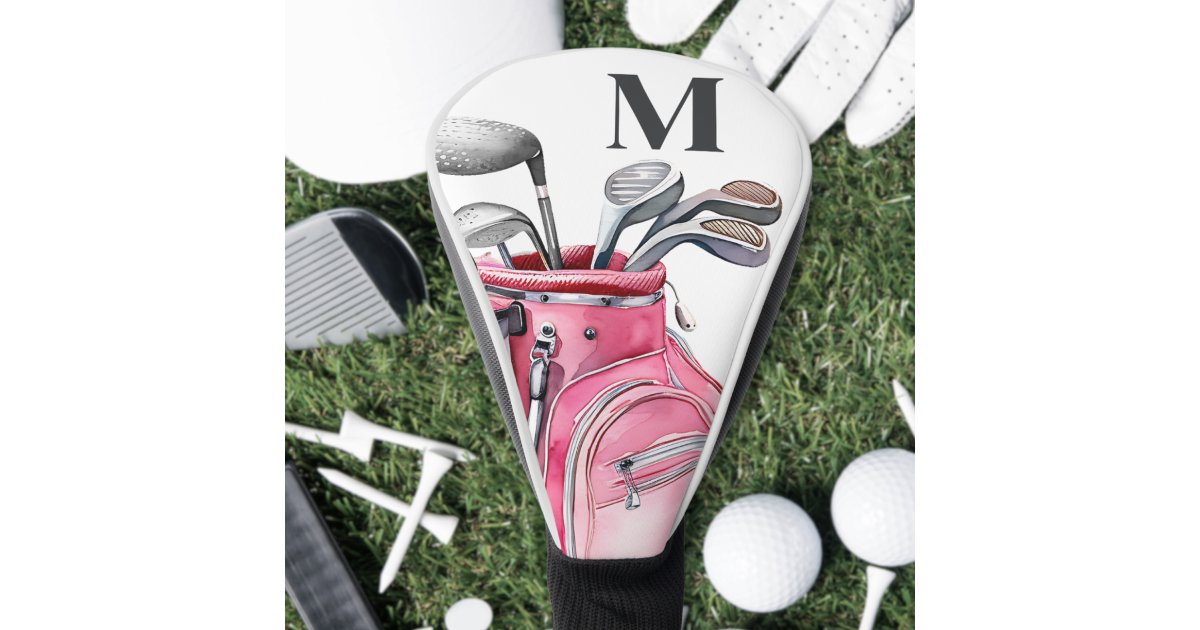 Pink Custom Golf Clubs Monogram Head Cover | Zazzle