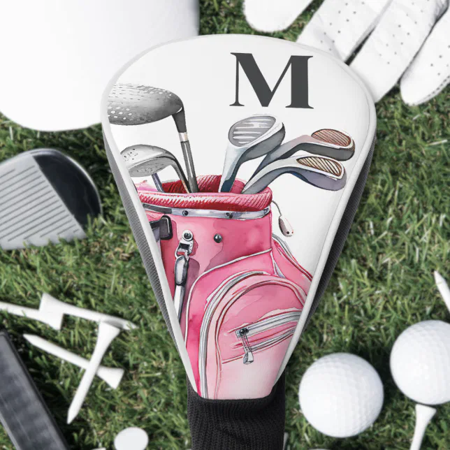 Pink Custom Golf Clubs Monogram Head Cover | Zazzle