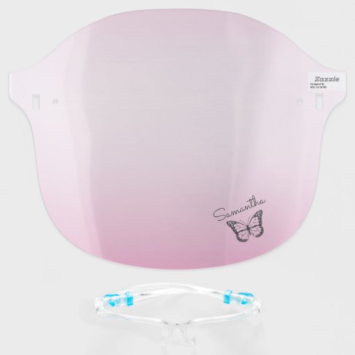 Pink Custom Name Butterfly Face Shield | Zazzle