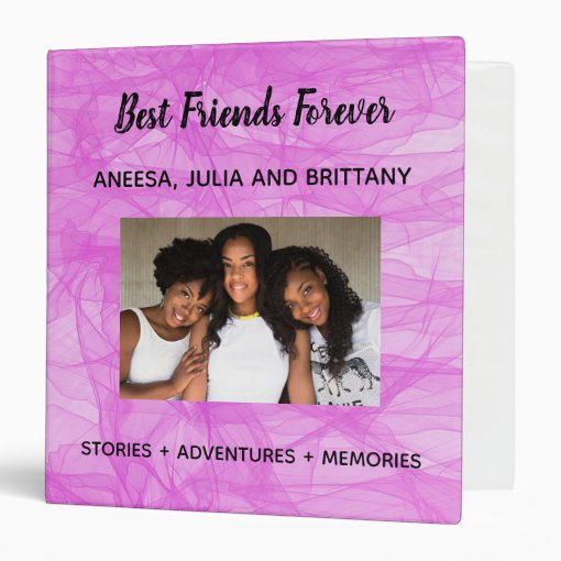 Pink Custom Photo BFF Best Friends 3 Ring Binder | Zazzle