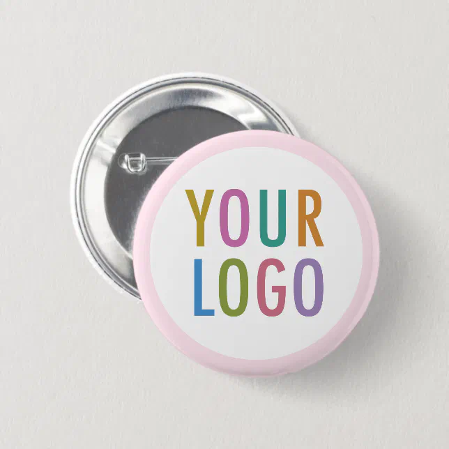 Pink Custom Pin Back Button with Logo Round Badge | Zazzle