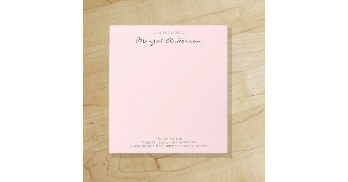Pink | Custom Script | From the Desk of Notepad | Zazzle