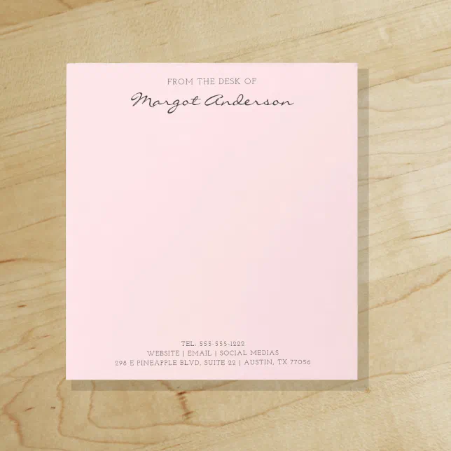 Pink Custom Script From the Desk of Notepad | Zazzle
