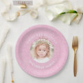 Pink Cute Birthday Photo Princess Tiara Simple Paper Plates | Zazzle