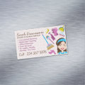 Pink Cute Cleaning Service Janitorial Lady Business Card Magnet | Zazzle