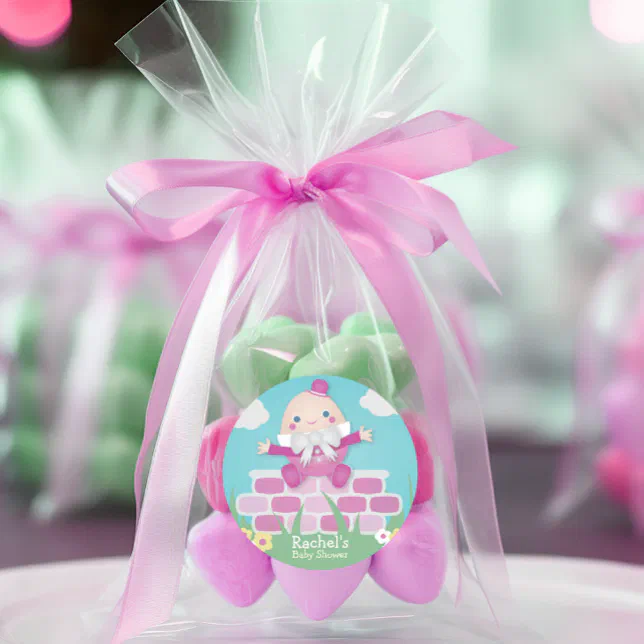 Pink Cute Humpty Dumpty Baby Shower Classic Round Sticker | Zazzle