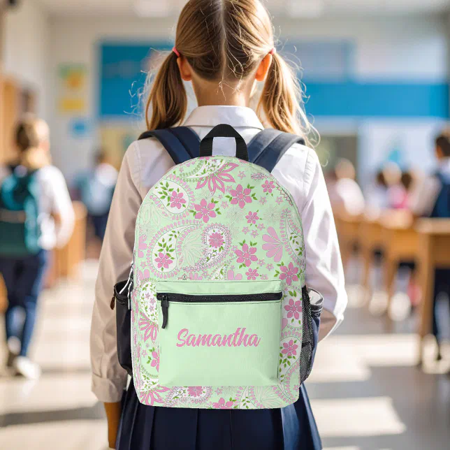 Pink Cute Paisley Pattern Personalized Printed Backpack | Zazzle