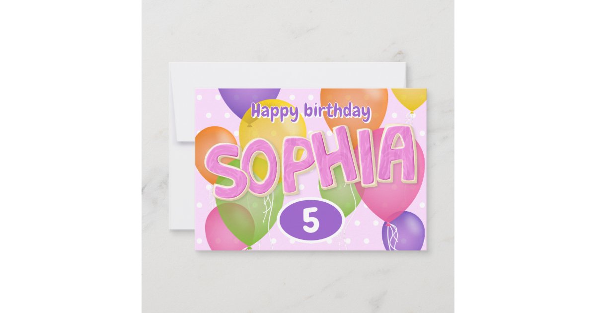 pink cutout letters cookies Sophia birthday Card | Zazzle