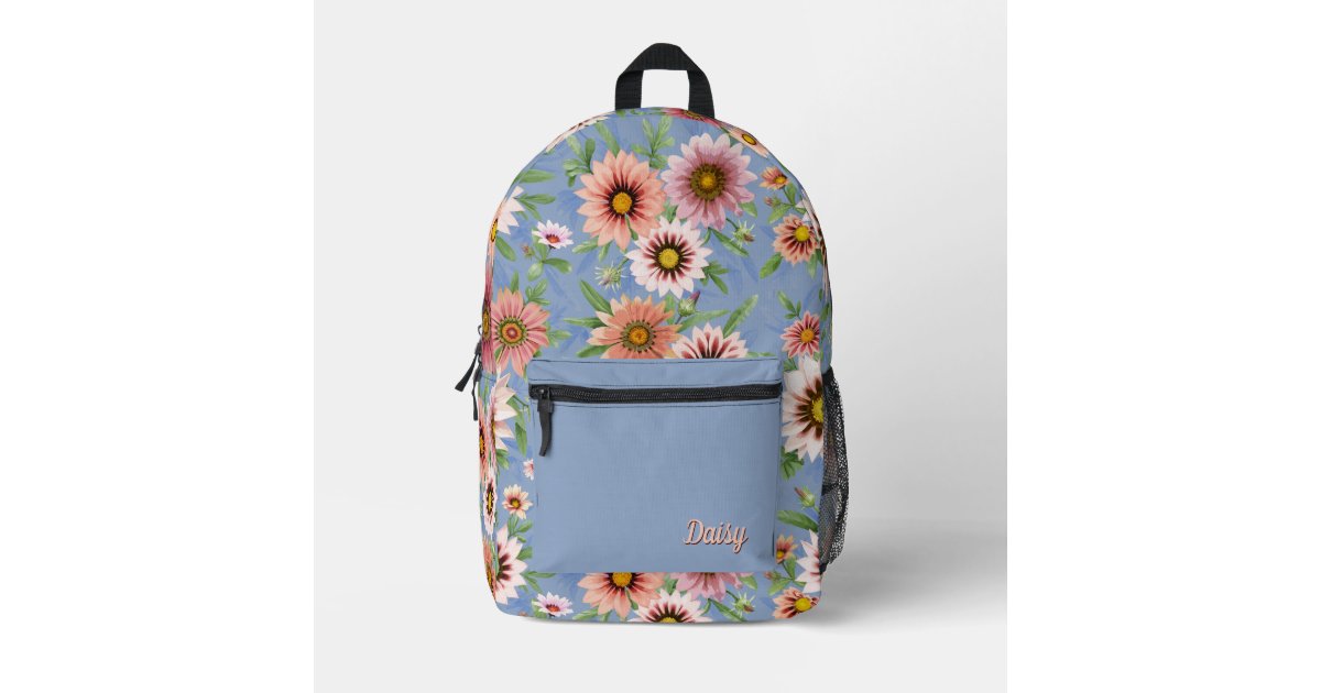 Pink Daisies Floral Botanical Art Personalized Printed Backpack | Zazzle