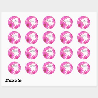 Pink Daisies Floral Daisy Spring Party Favor Classic Round Sticker | Zazzle
