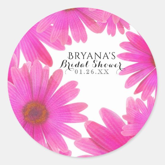 Pink Daisies Floral Daisy Spring Party Favor Classic Round Sticker ...