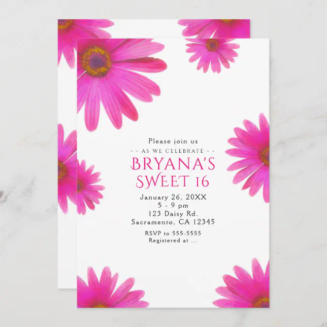 Pink Daisies Floral Daisy Spring Party Invitations | Zazzle