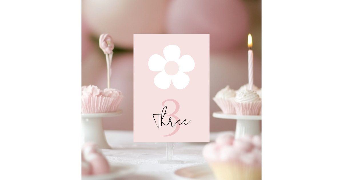 Pink Daisy Birthday – Elegant Floral Party Table Number | Zazzle