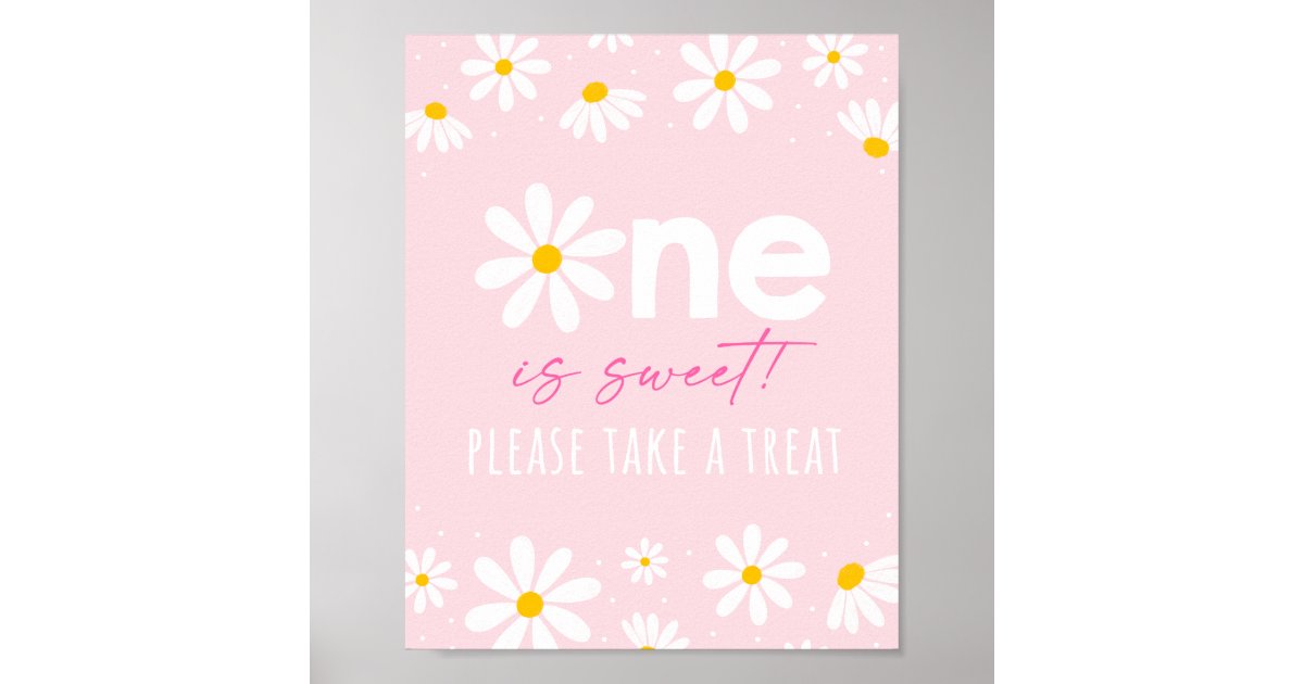 Pink Daisy Birthday Treat Sign | Zazzle