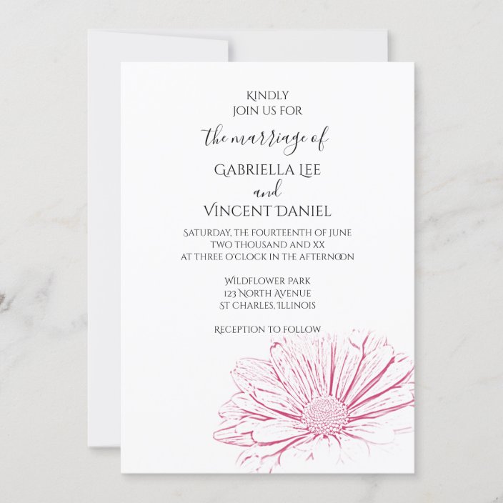 Pink Daisy Effect Floral Wedding Invitation | Zazzle.com
