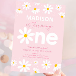 Pink Daisy First Birthday Invitation | Zazzle