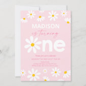 Pink Daisy First Birthday Invitation | Zazzle